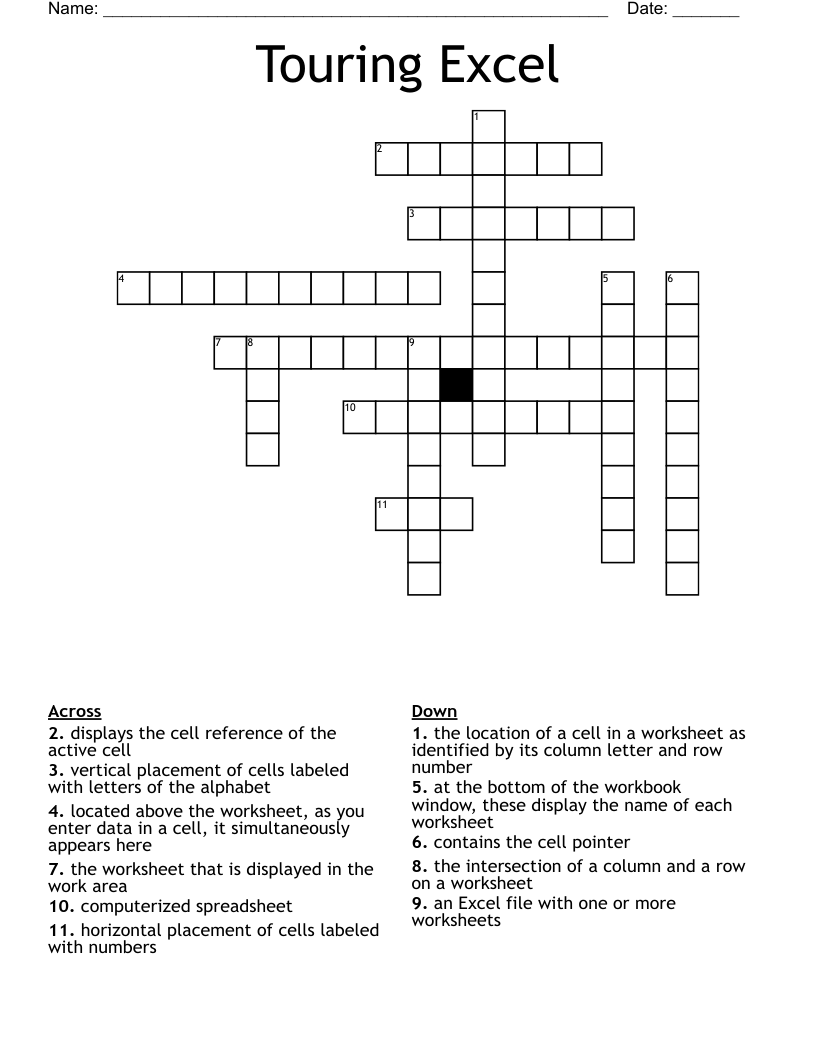 Touring Excel Crossword WordMint
