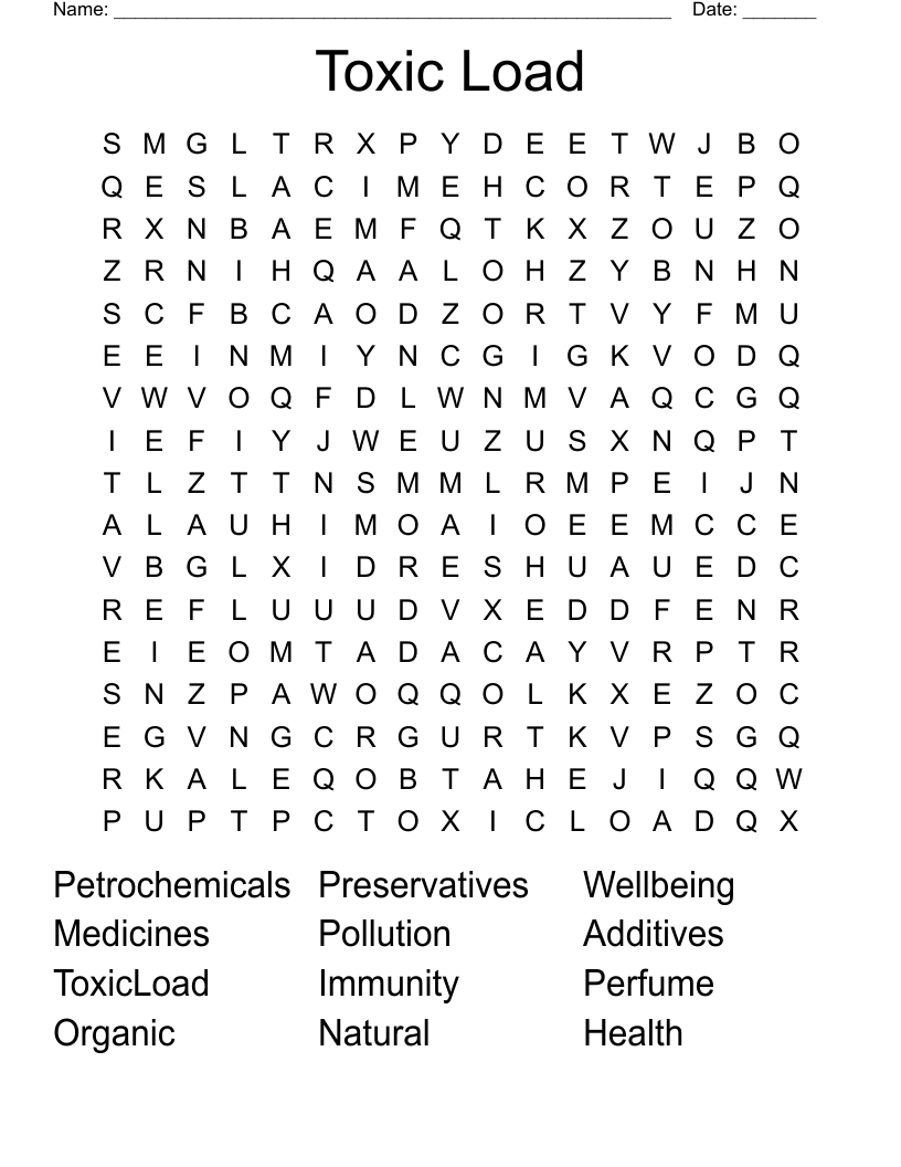 Toxic Load Word Search - WordMint