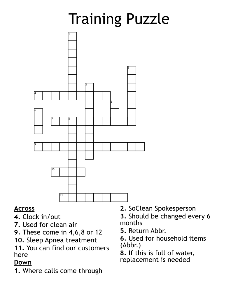 Training Puzzle Crossword - WordMint