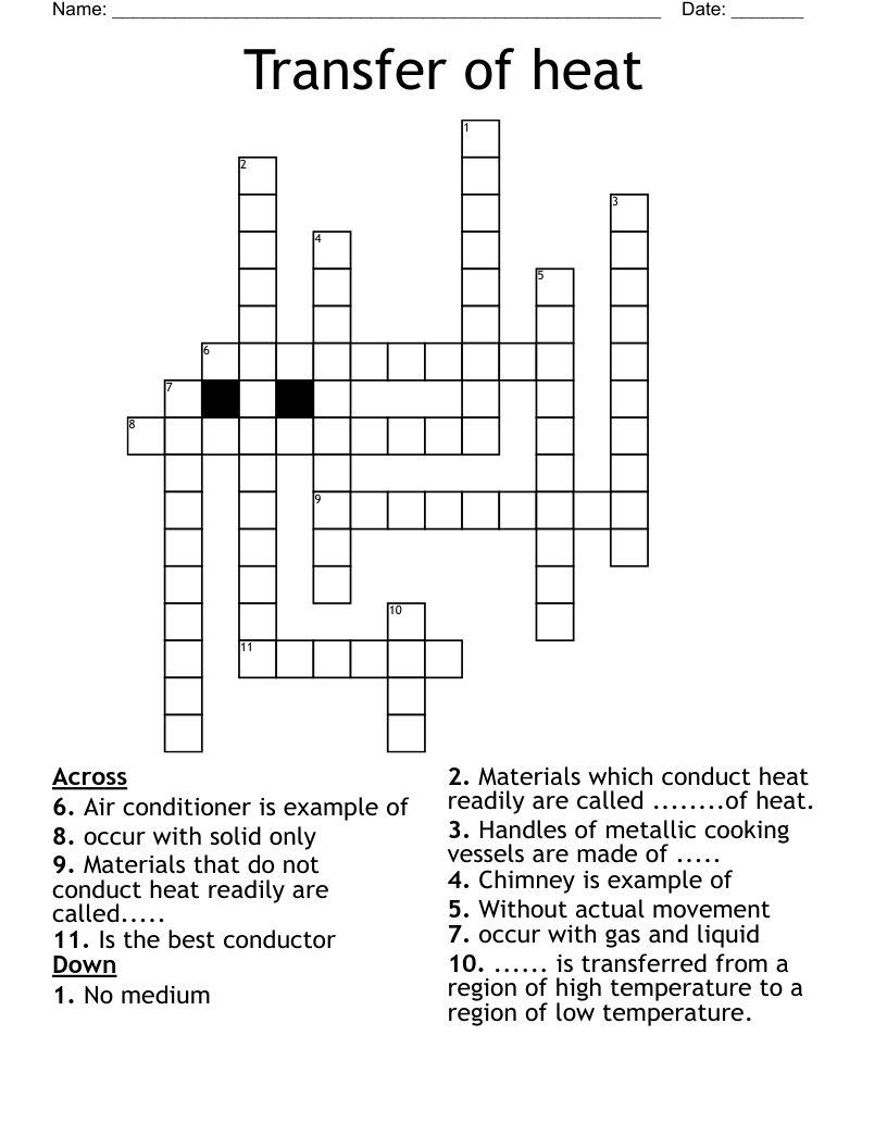Transfer of heat Crossword - WordMint