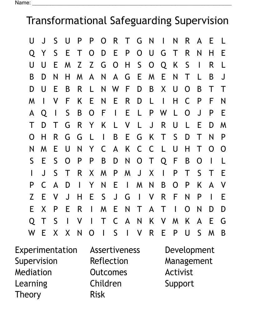Transformational Safeguarding Supervision Word Search - WordMint