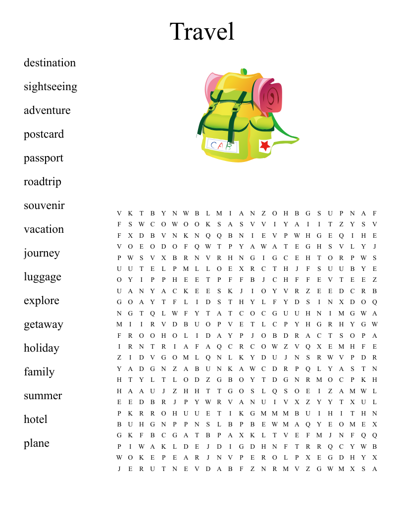 100 Summer Vacation Word Search Answers