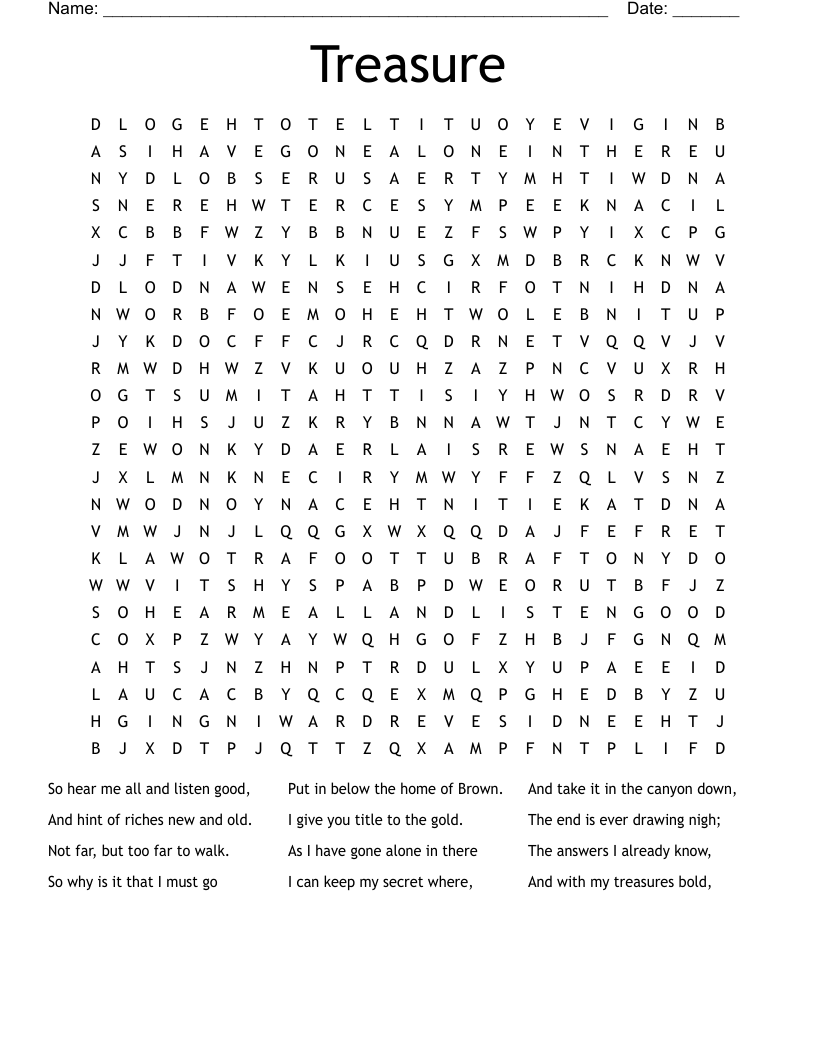 Treasure Word Search - WordMint