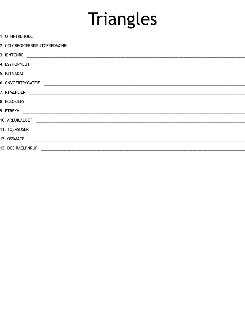 Triangles Word Scramble - WordMint