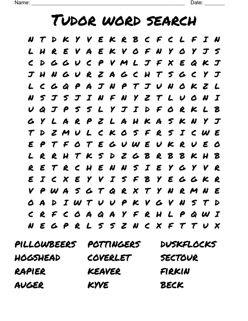 Tudor word search - WordMint