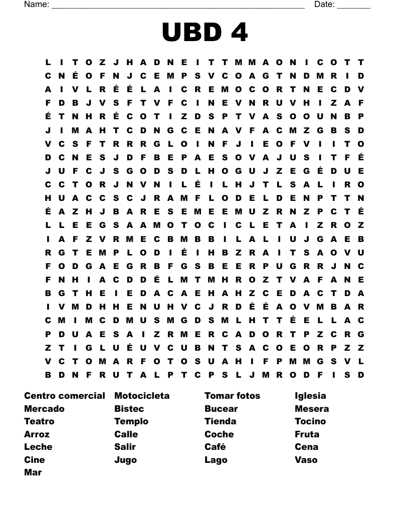 UBD 4 Word Search - WordMint
