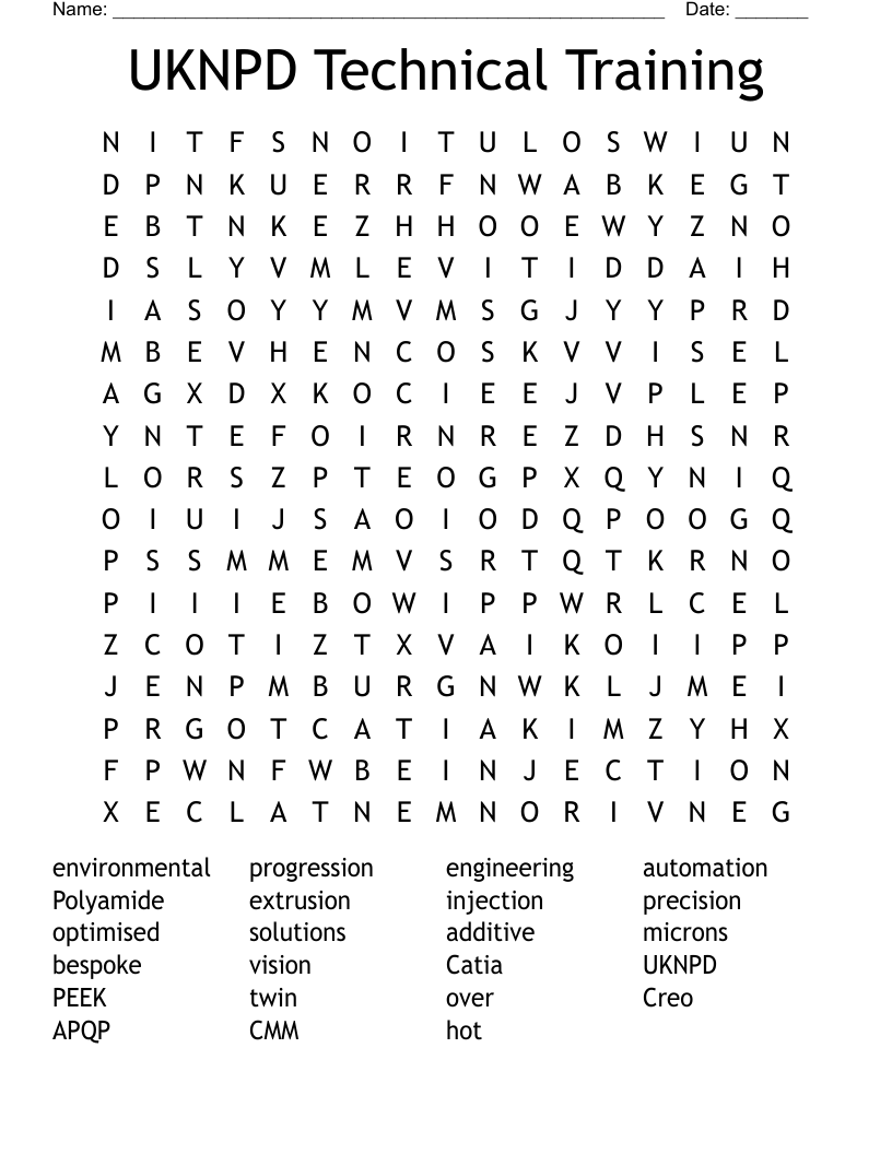 UKNPD Technical Training Word Search - WordMint