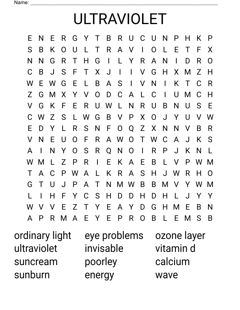 ULTRAVIOLET Word Search - WordMint