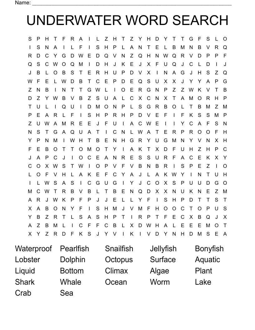 UNDERWATER WORD SEARCH - WordMint
