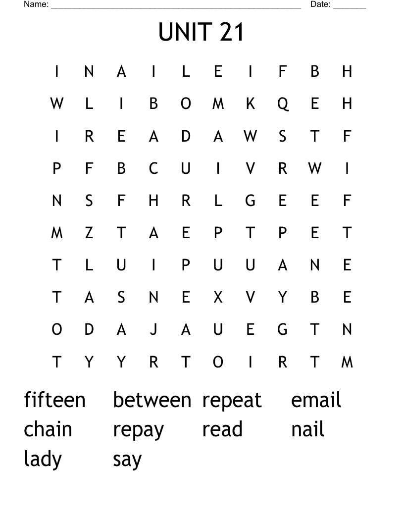UNIT 21 Word Search - WordMint