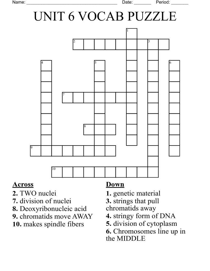 UNIT 6 VOCAB PUZZLE Crossword - WordMint