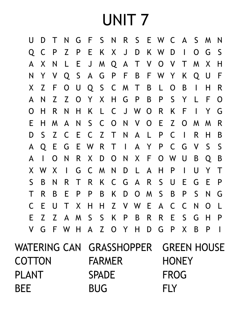 UNIT 7 Word Search - WordMint