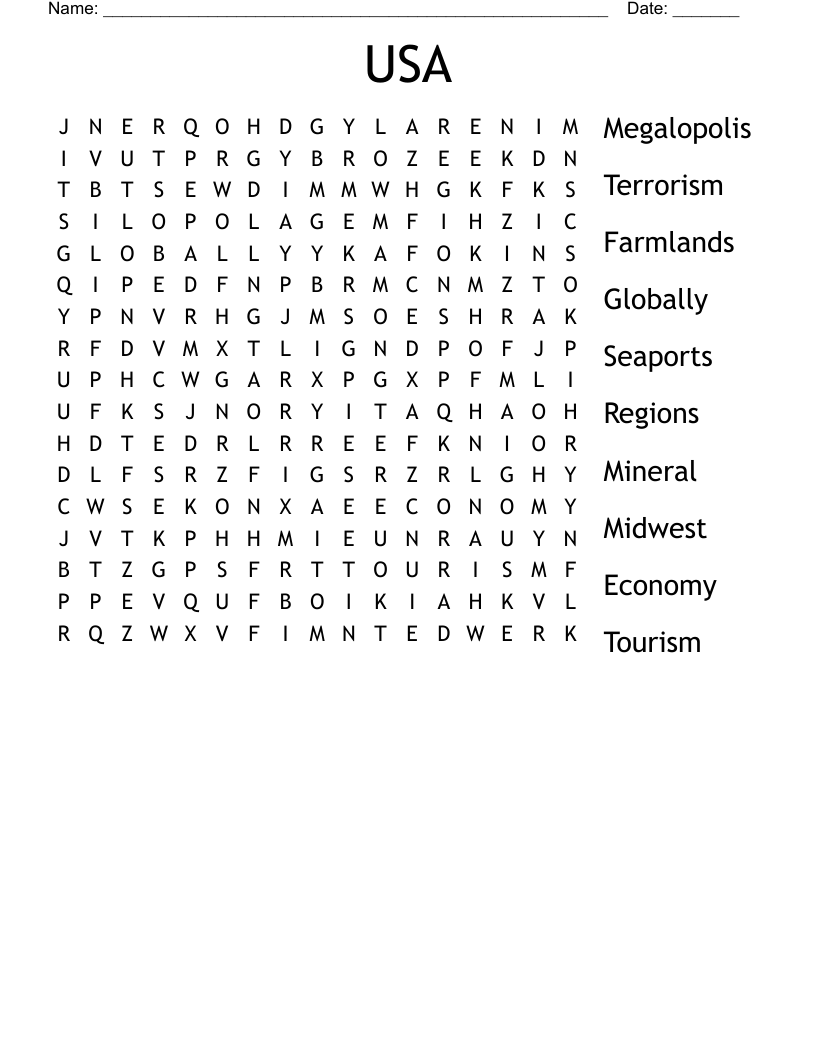 USA Word Search WordMint