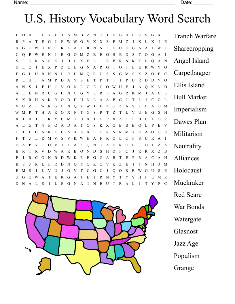 Us History Word Search Printable Printable Blank World