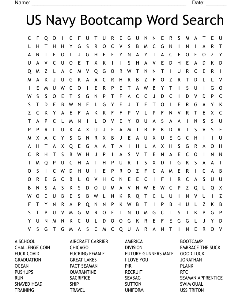 Outward Bound Word Search - WordMint