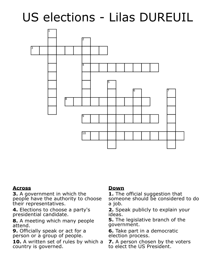 US elections - Lilas DUREUIL Crossword - WordMint