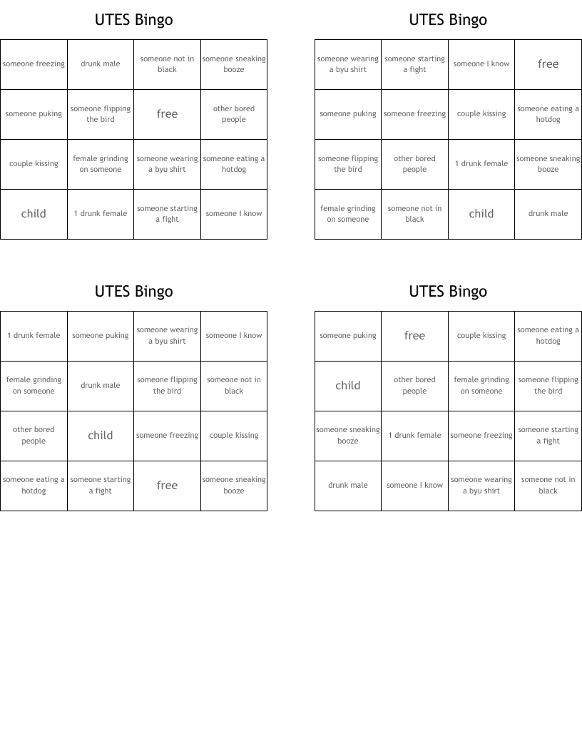 UTES Bingo - WordMint