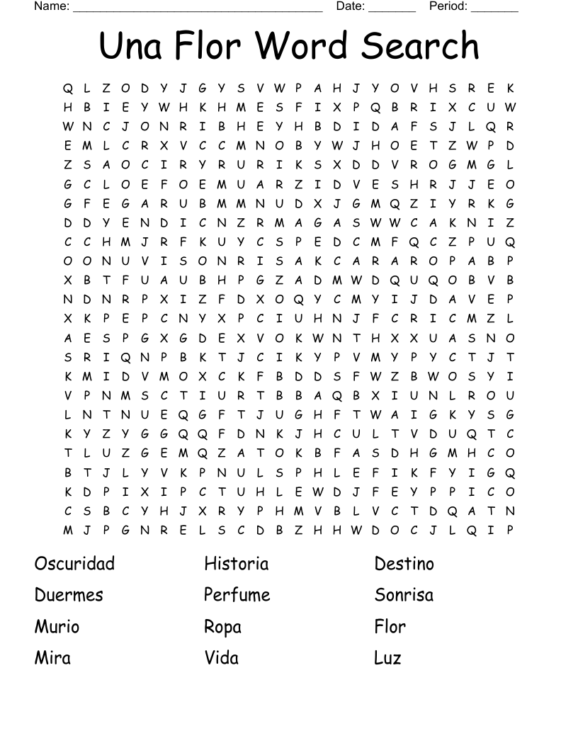 Una Flor Word Search - WordMint