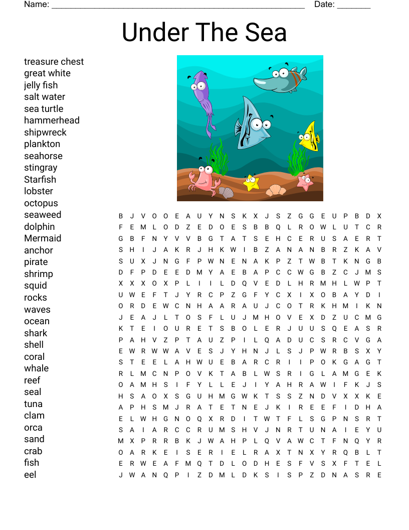 Under The Sea Word Scramble WordMint