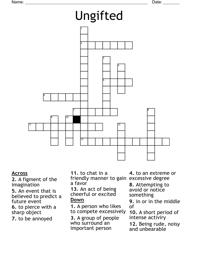 Ungifted Crossword - WordMint