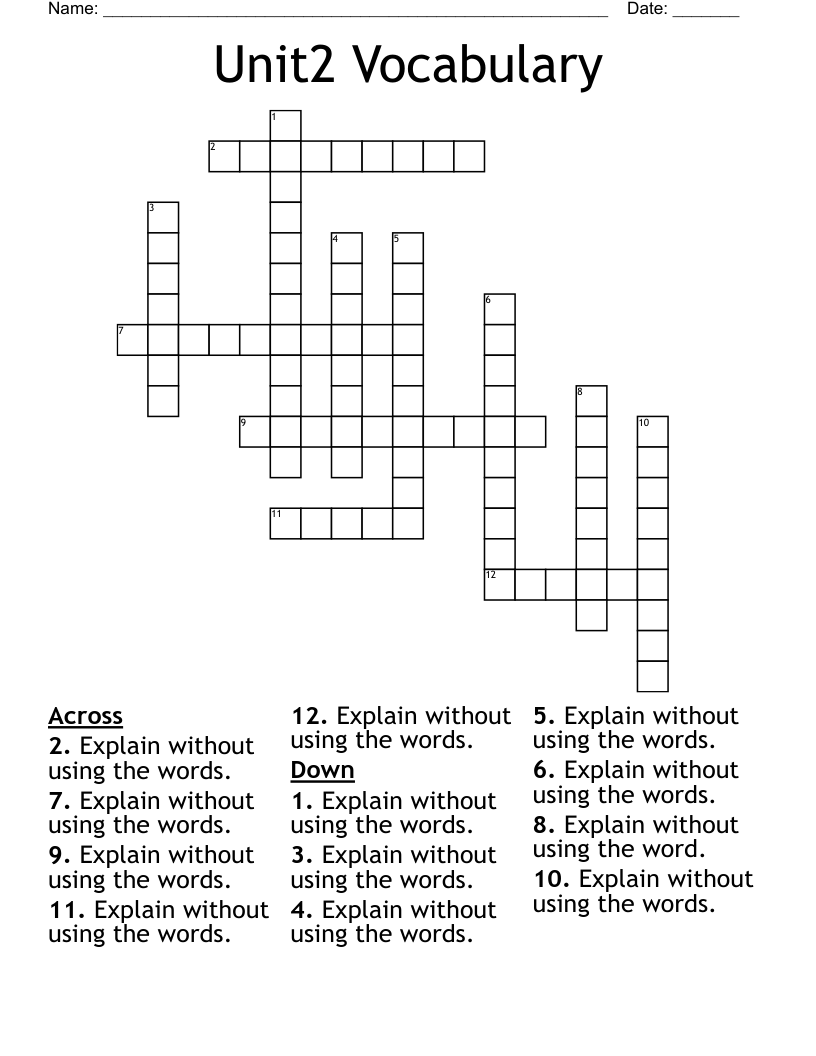 Unit2 Vocabulary Crossword - WordMint