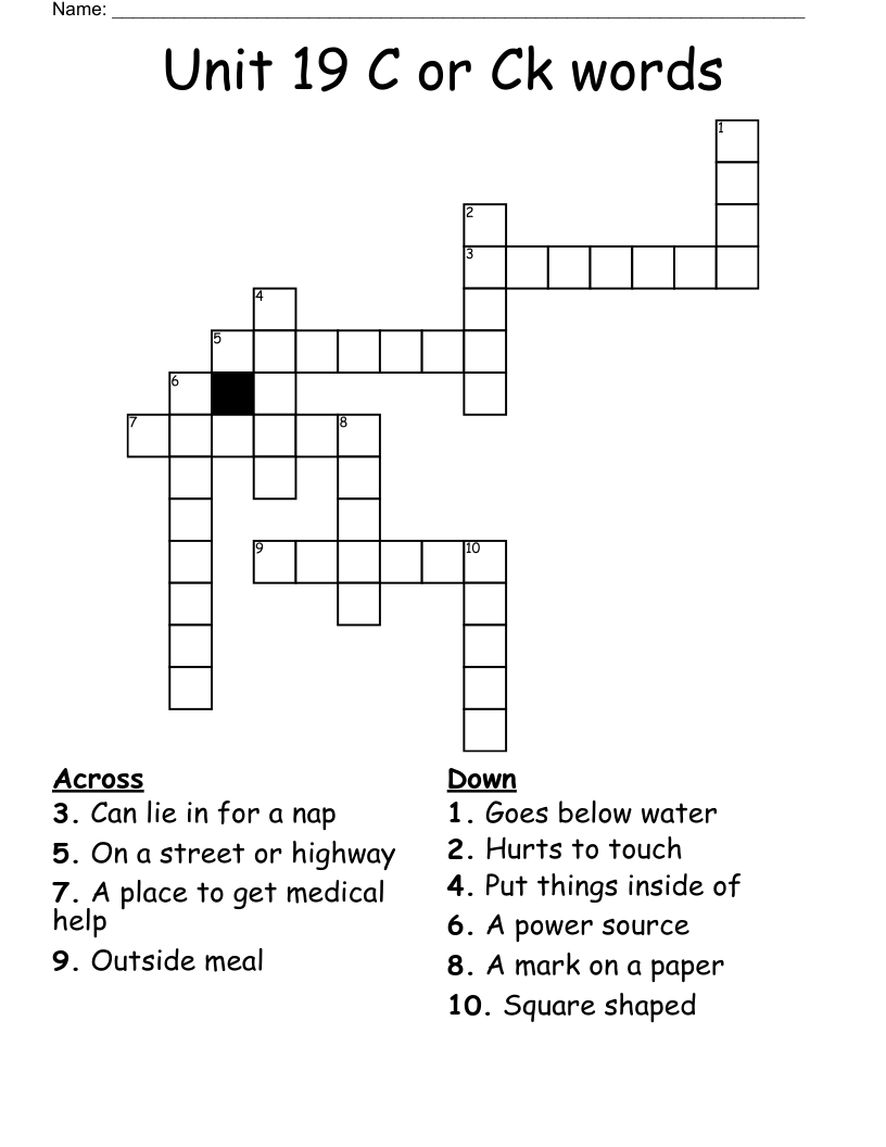 Unit 19 C or Ck words Crossword - WordMint