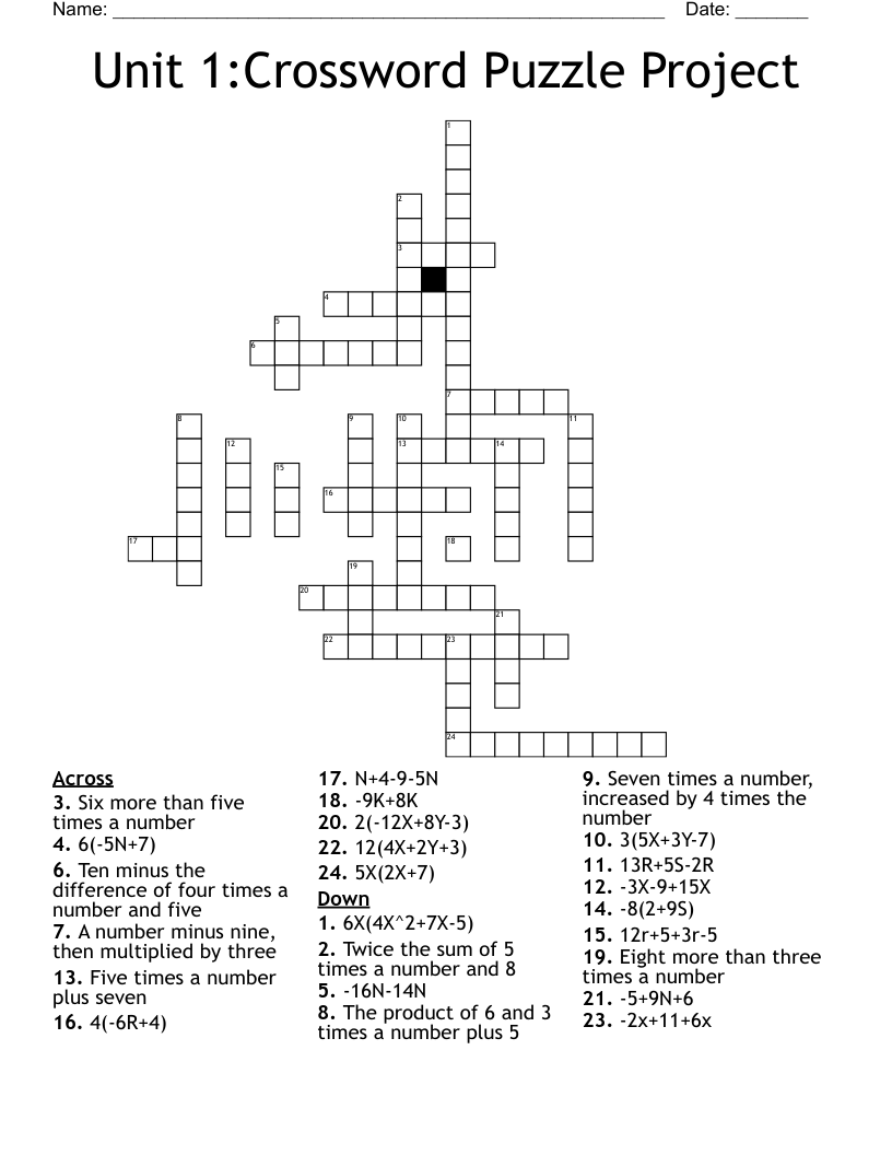 Unit 1 Crossword Puzzle Project WordMint