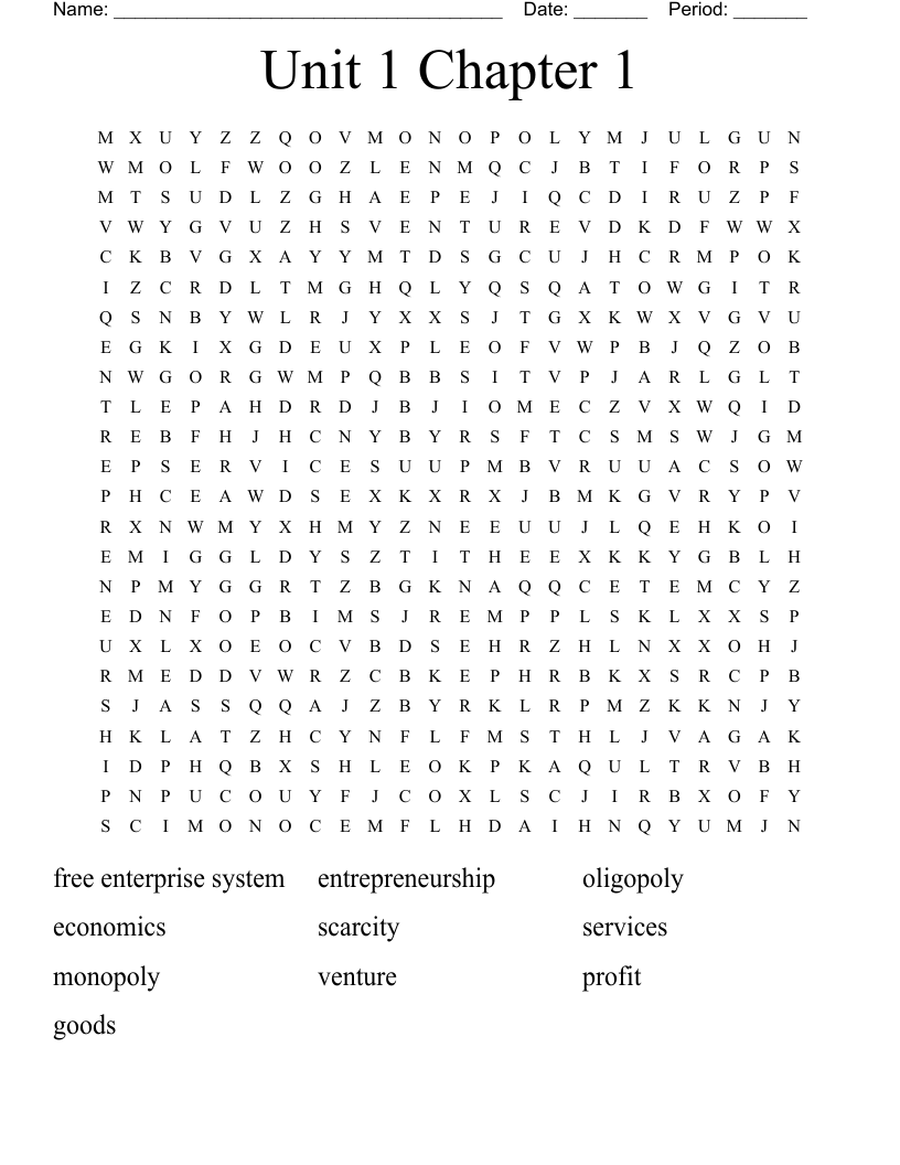 Unit 1 Chapter 1 Word Search - WordMint