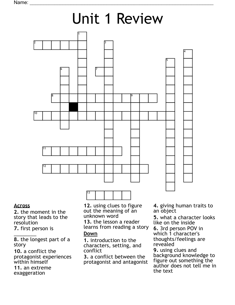 Unit 1 Review Crossword - WordMint
