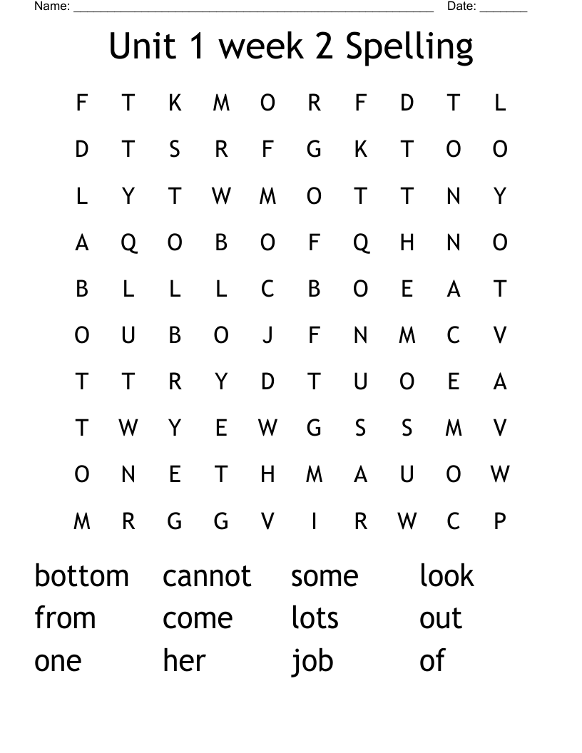 Unit 1 week 2 Spelling Word Search - WordMint