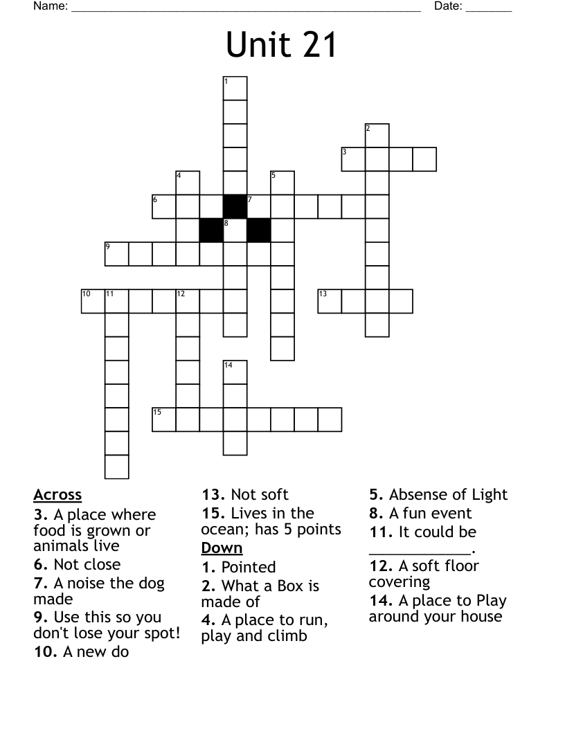 Unit 21 Crossword - WordMint