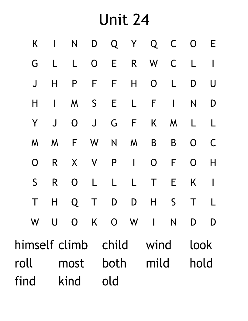 Unit 24 Word Search - WordMint