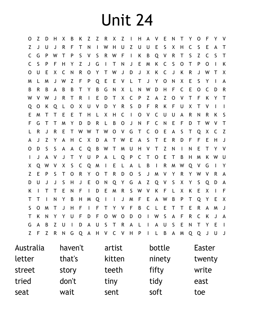 Unit 24 Word Search - WordMint