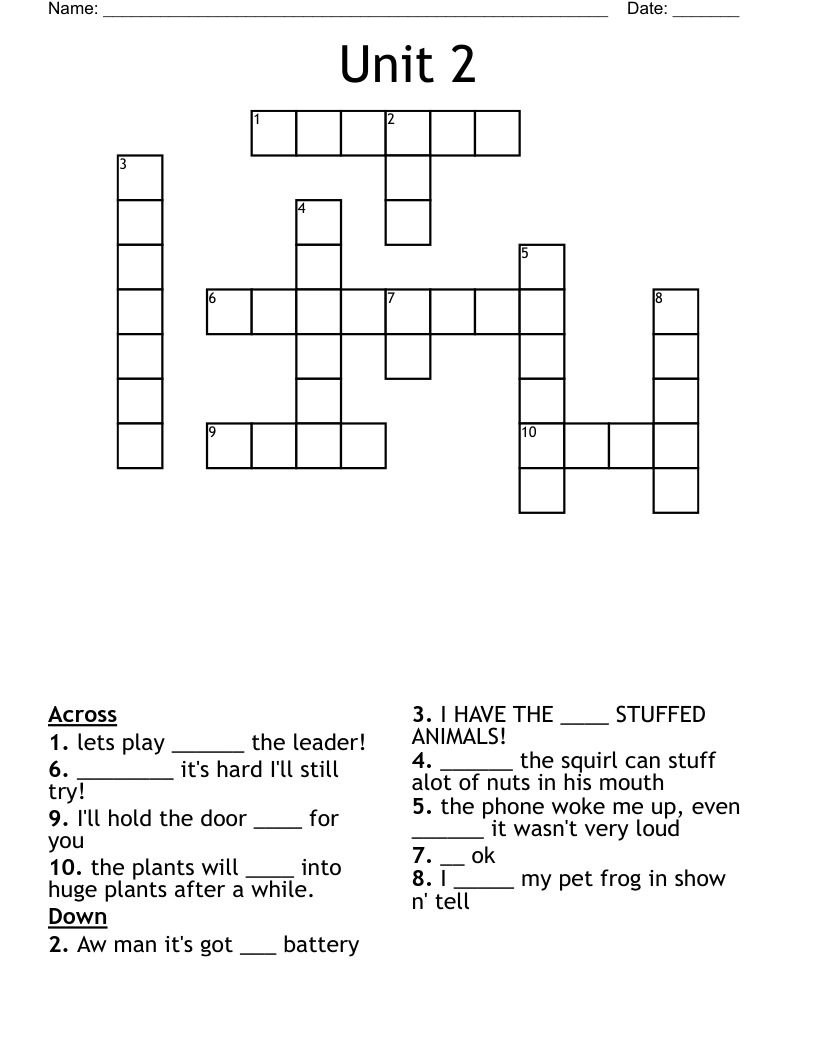 Unit 2 Crossword - WordMint