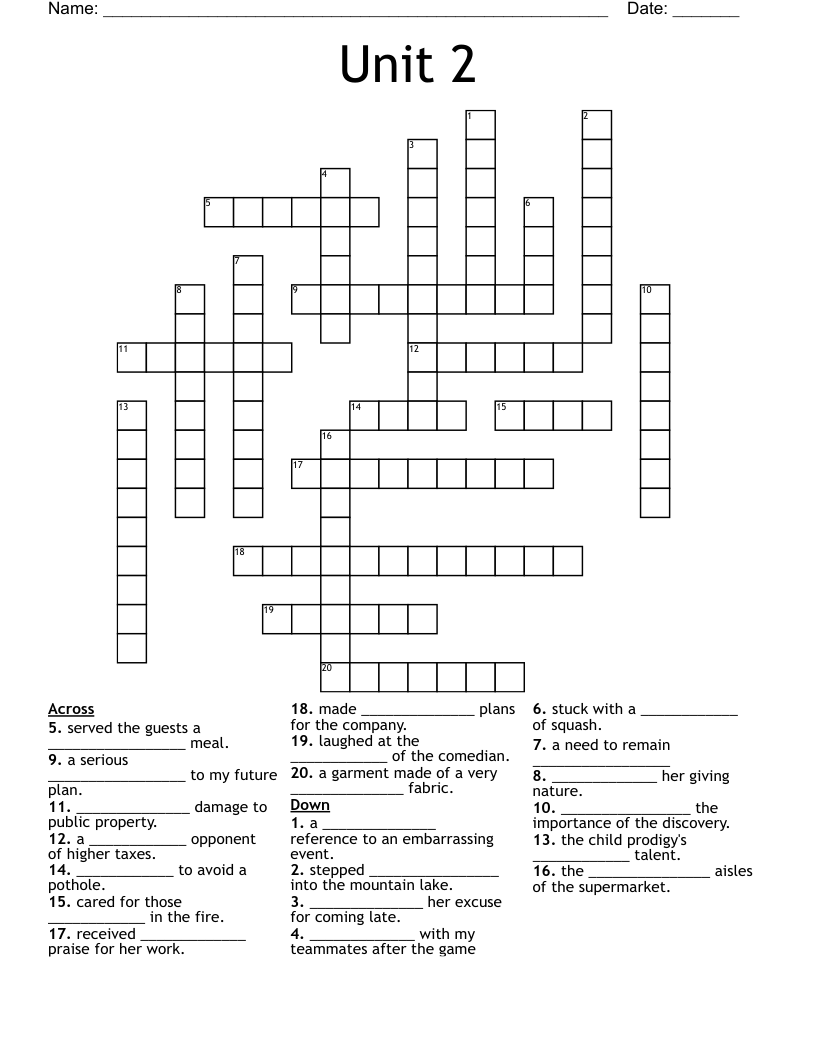 Unit 2 Crossword - WordMint