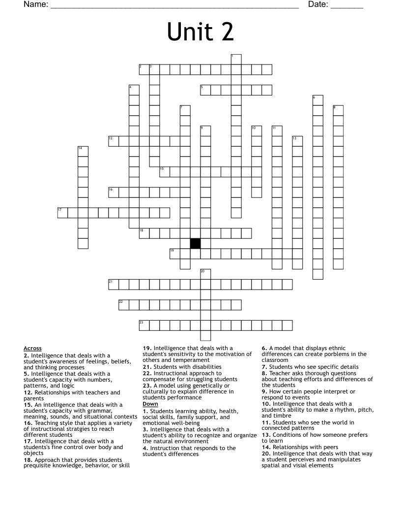 Unit 2 Crossword - WordMint