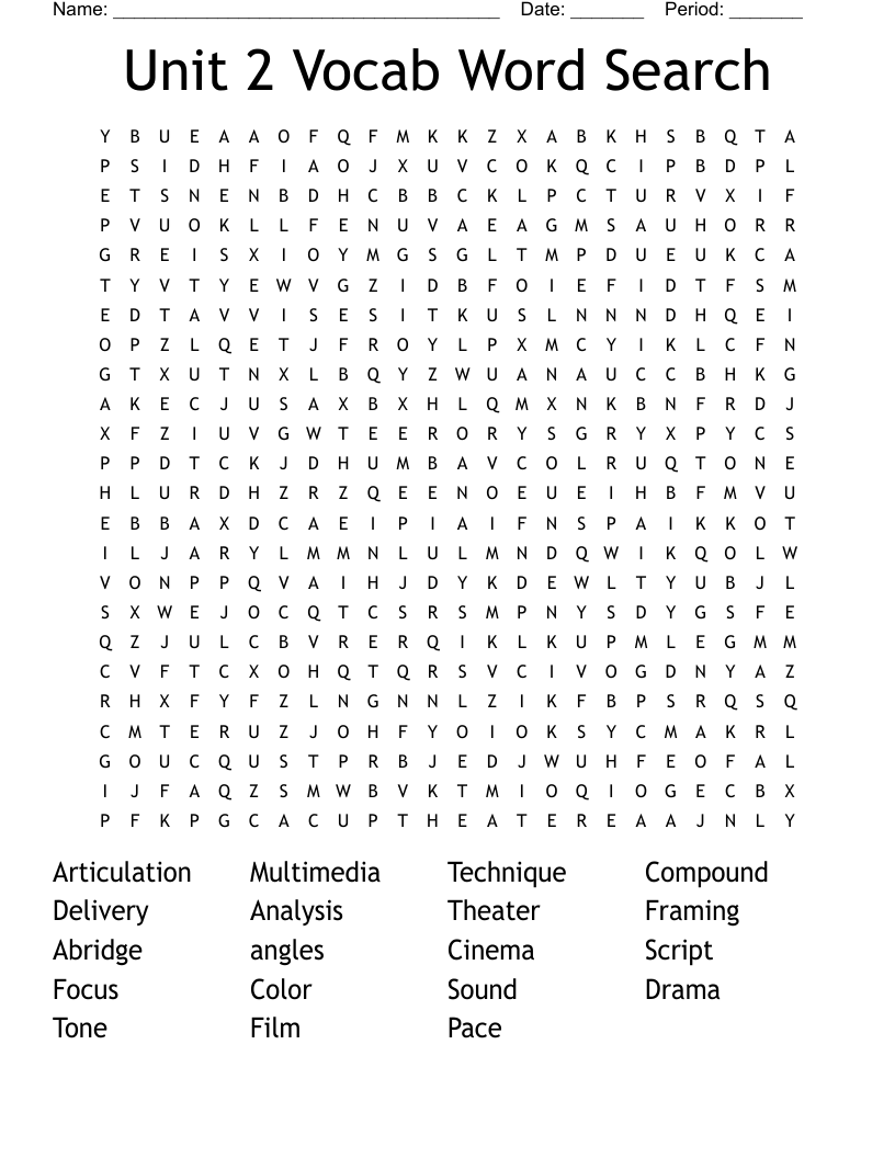 Unit 2 Vocab Word Search - WordMint