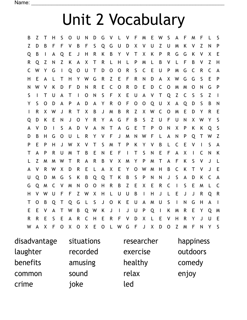 Unit 2 Vocabulary Word Search - WordMint
