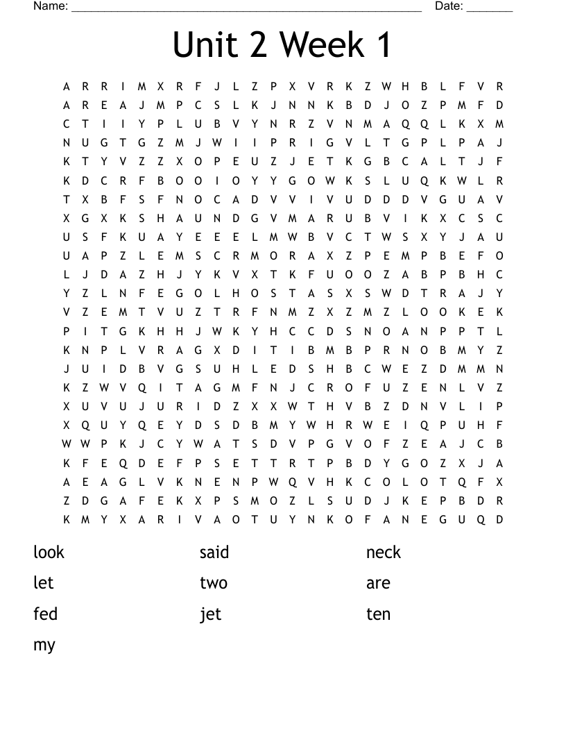 Unit 2 Week 1 Word Search - WordMint