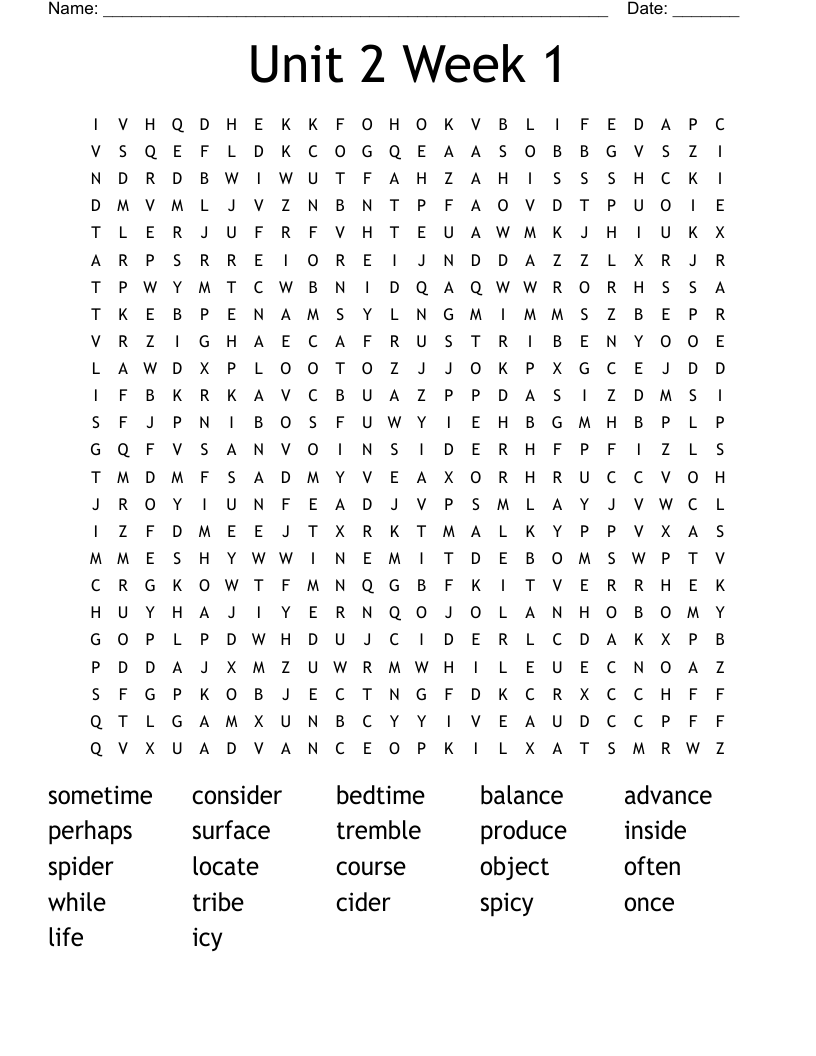 Unit 2 Week 1 Word Search - WordMint