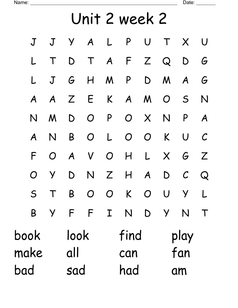 Unit 2 week 2 Word Search - WordMint