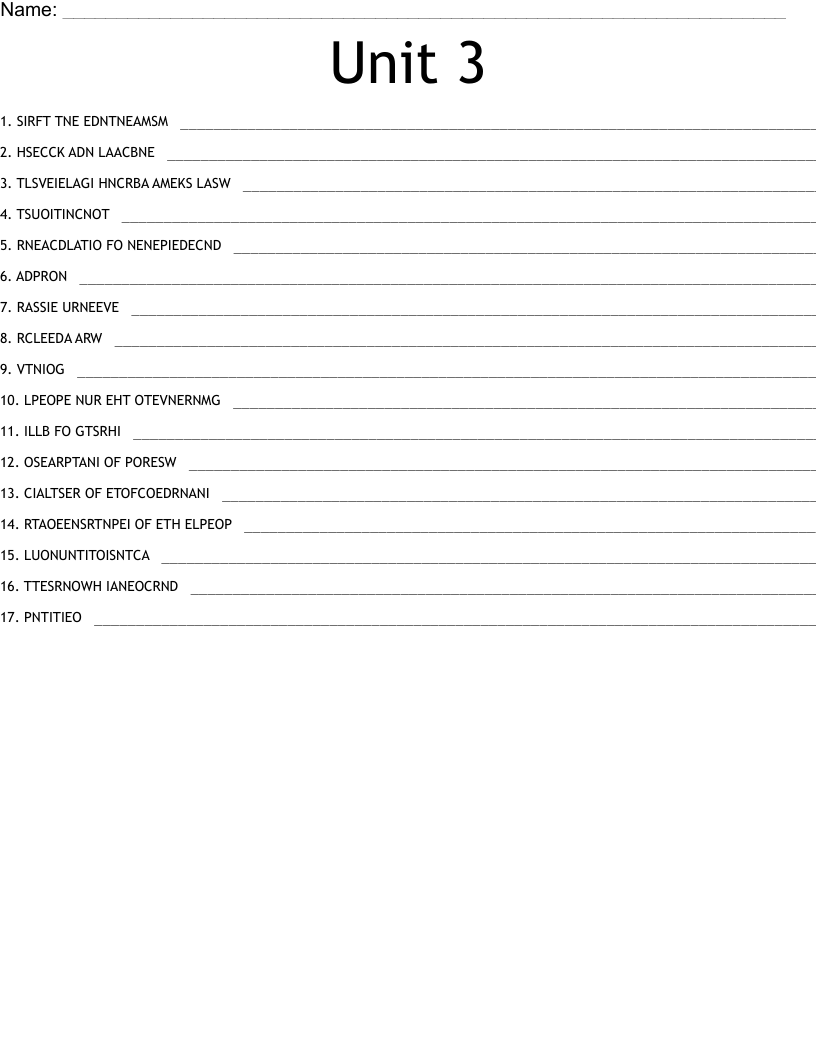 Unit 3 Word Scramble - WordMint