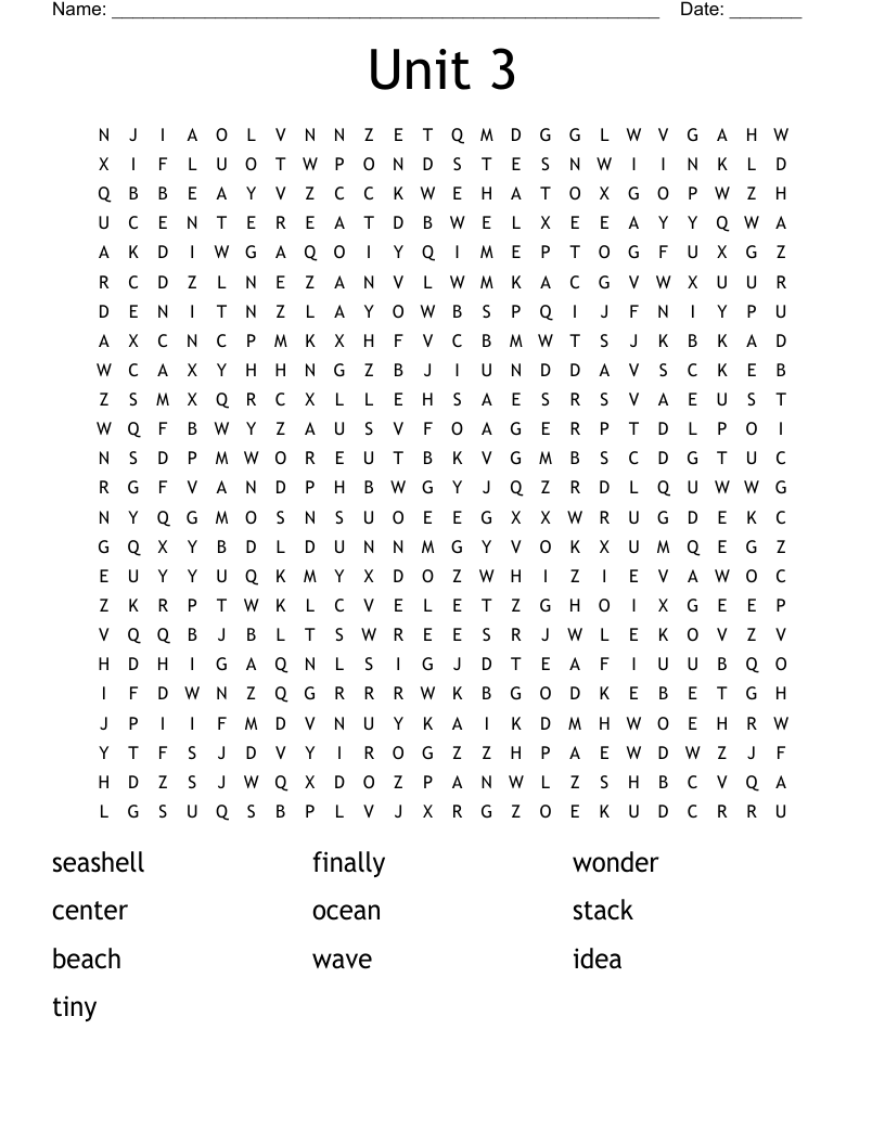 Unit 3 Word Search - WordMint