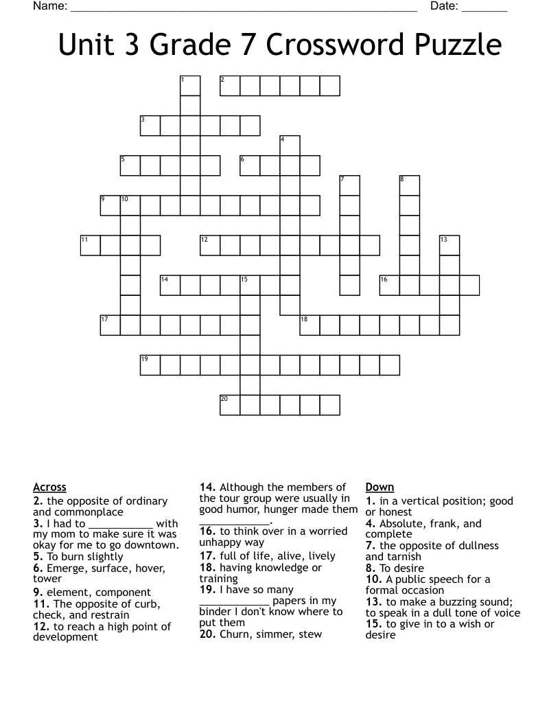 4th Grade Crossword Puzzles Printable Printable Crossword Puzzles 4th