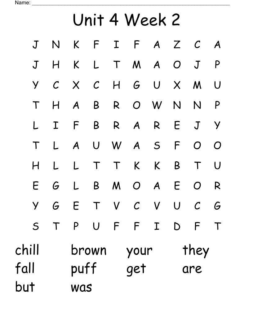Unit 4 Week 2 Word Search - WordMint