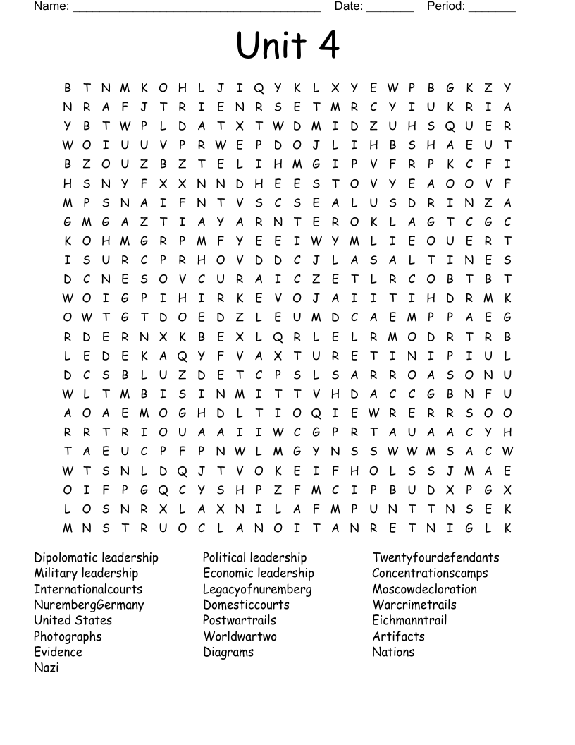 Unit 4 Word Search - WordMint