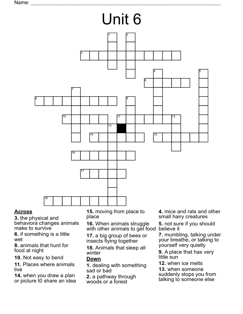 Unit 6 Crossword - WordMint