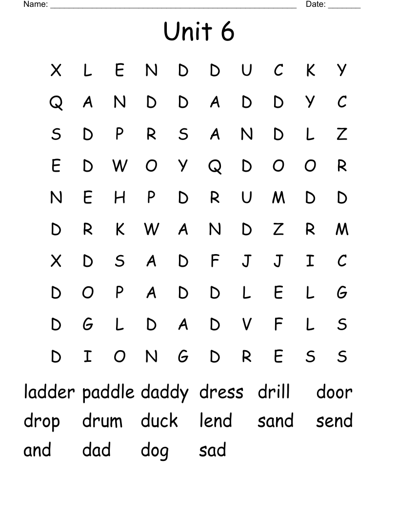 Unit 6 Word Search - WordMint