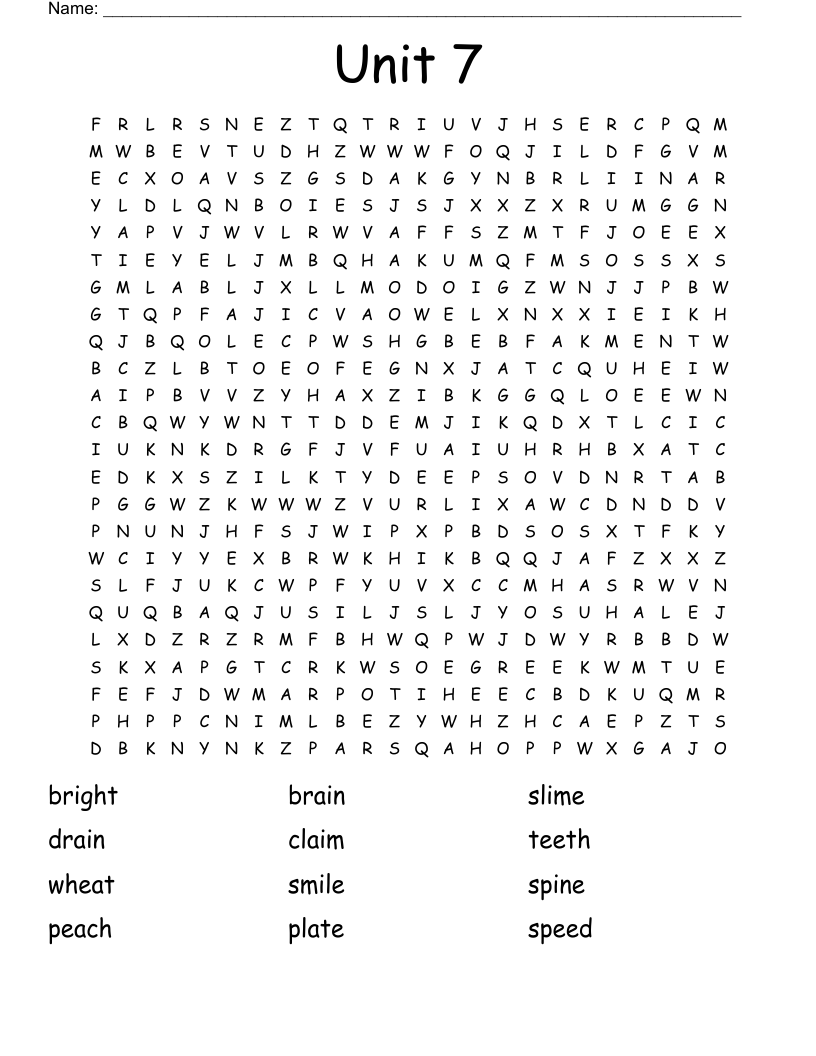 Unit 7 Word Search - WordMint
