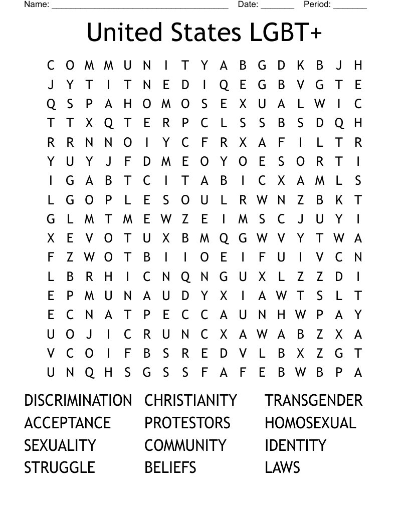 United States LGBT+ Word Search - WordMint